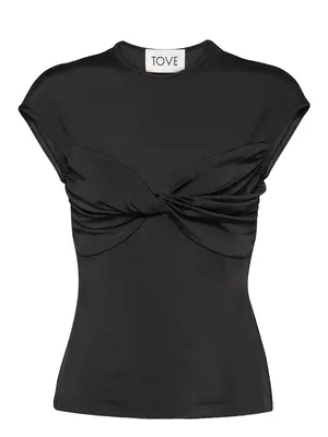 Tove Paola Twist-detail Jersey Top - Black