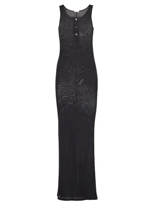Ami Knitted Cotton Maxi Dress - Black