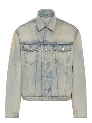 Kenzo Drawn Varsity Embroidered Denim Jacket - Blue