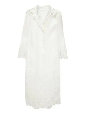 Oscar De La Renta Floral Trellis Guipure Lace-trimmed Tunic - White