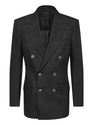 TOM FORD Atticus Striped Mohair-blend Jacquard Blazer - Black