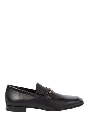 CHRISTIAN LOUBOUTIN Mj Moc Chain-detail Leather Loafers - Black