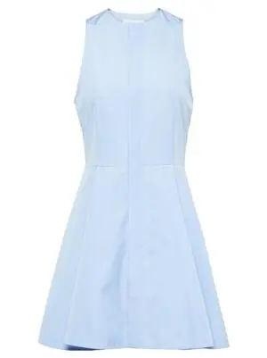 AMI Paris Godet Cotton Poplin Shirt Dress - Blue