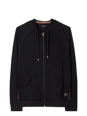 Paul Smith Cotton Jersey Zip Lounge Hoodie - Black