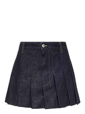 Bottega Veneta Indigo Soft Denim Pleated Skirt Blue