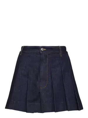 Bottega Veneta Indigo Soft Denim Pleated Skirt Indigo