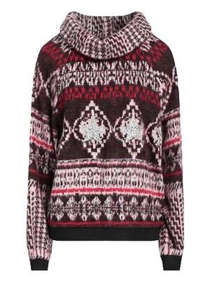 BRAND UNIQUE Jacquard-knit Turtleneck With Crystals - Brick
