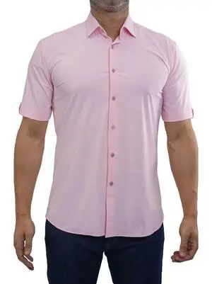 MACEOO Galileo Stretchcore Short Sleeve Performance Button-up Shirt - Pink