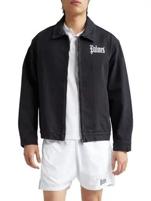 PALMES Organic Cotton Gothic Logo Jacket - Black