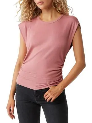 Michael Stars Joni Power Shoulder Rib Top - Berrywood