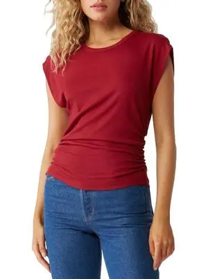 Michael Stars Michael Stars Joni Power Shoulder Rib Top Carmine