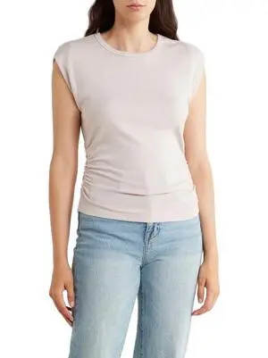 Michael Stars Joni Power Shoulder Rib Top - Cement