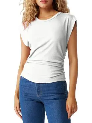 Michael Stars Michael Stars Joni Power Shoulder Rib Top Chalk