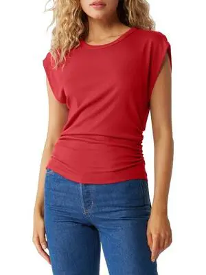 Michael Stars Michael Stars Joni Power Shoulder Rib Top Cherry