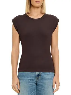 Michael Stars Joni Power Shoulder Rib Top - Java