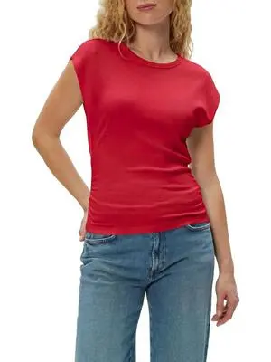 Michael Stars Joni Power Shoulder Rib Top - Lacquer