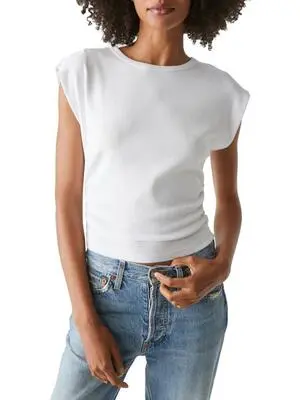 Michael Stars Joni Power Shoulder Rib Top - White