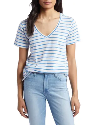 Vineyard Vines Vineyard Vines Clean Jersey V-Neck T-Shirt Blue Stripe