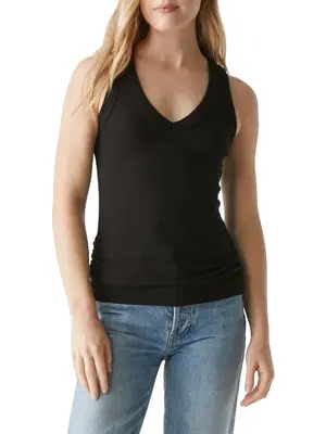 Michael Stars Michael Stars Blanche Side Ruched Tank Black
