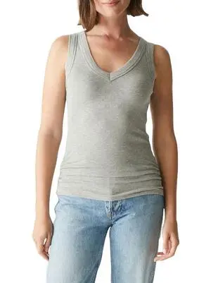 Michael Stars Michael Stars Blanche Side Ruched Tank Heather Grey