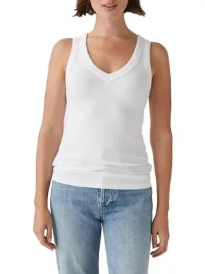 Michael Stars Michael Stars Blanche Side Ruched Tank White