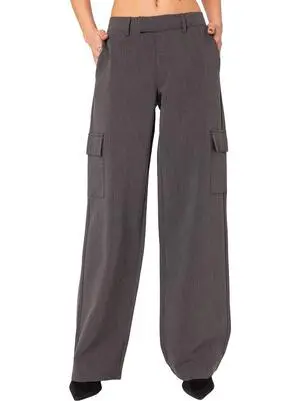 EDIKTED Faith Relaxed Straight Leg Trousers - Dark-gray