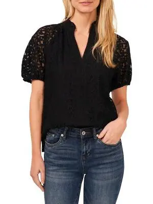 CECE DUPRAZ Raglan Sleeve Lace Top - Rich Black