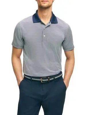 Brooks Brothers Microstripe Performance Golf Polo Navy