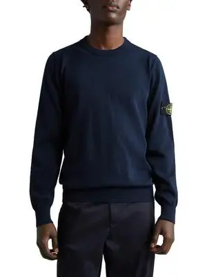 Stone Island Maglia Cotton Crewneck Sweater - Navy Blue