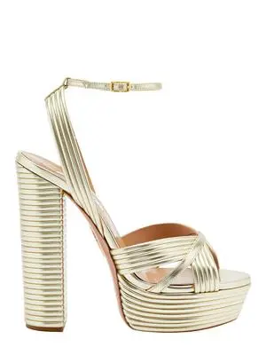 AQUAZZURA Sundance 140 Platform Sandals - Gold