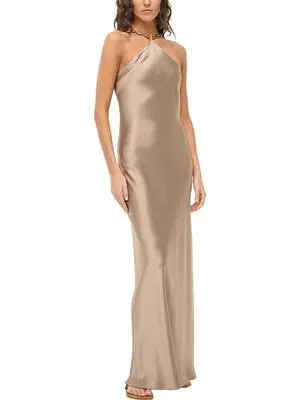 Staud Cadence Halter Maxi Dress - Dune