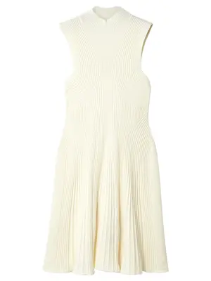 Chloé Ribbed Wool-blend Turtleneck Mini Dress - White