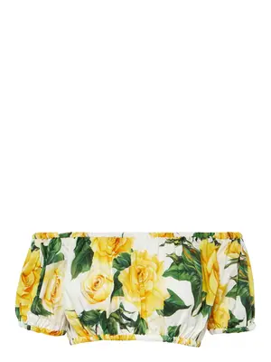 Dolce & Gabbana Floral Cotton Crop Top - White