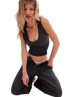 Free People Clean Slate Seamless Tank Black