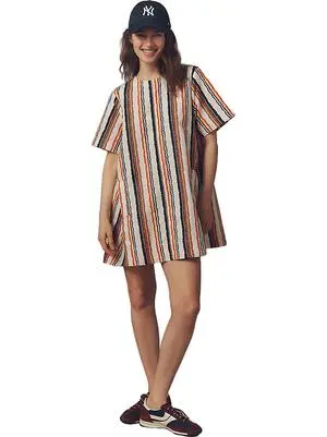Maeve Maeve Emmy Short-Sleeve Swing Mini Dress Ivory Pattern