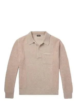 Zegna Ribbed Silk, Cashmere, Cotton, And Linen-blend Sweater - Neutrals