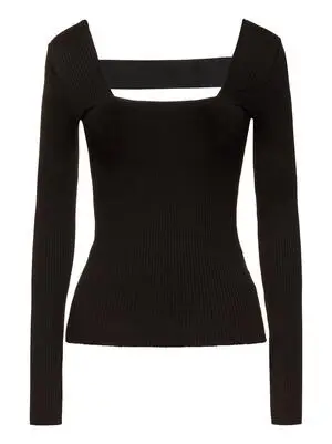 THE RANGE Alloy Cutout Ribbed Jersey Top - Black