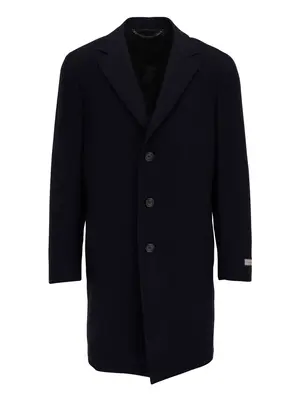 Canali Single-breasted Logo-appliqué Coat - Blue
