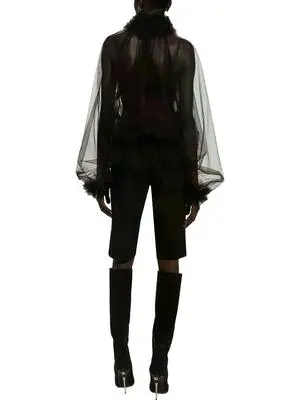 Dolce & Gabbana Ruffle-trim Tulle Blouse - Black