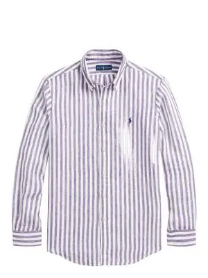 Polo Ralph Lauren Stripe-pattern Linen Shirt - Blue