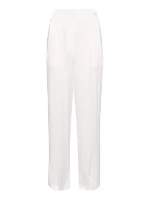 GENNY Wide-leg Satin Trousers - White