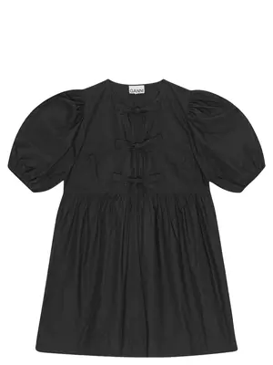 GANNI Cotton Poplin Mini Dress - Black