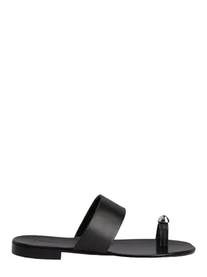 GIUSEPPE ZANOTTI Norbert Leather Toe-loop Sandals - Black