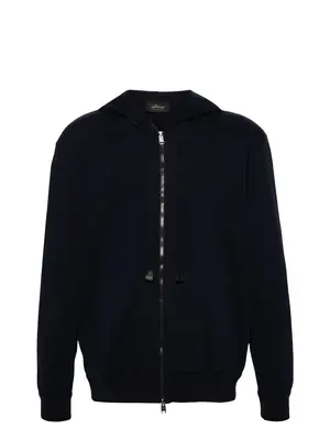 Brioni Piqué Zip-up Hoodie - Blue