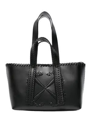 Off-White Arrows-stitch Leather Tote Bag - Black