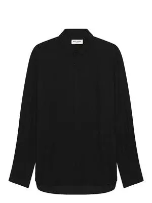 Saint Laurent Chemise Col Yves In Black - Noir