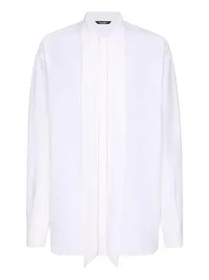 Dolce & Gabbana Scarf-collar Silk Crepe Shirt - White