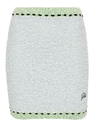Gcds Logo-embroidered Bouclé Mini Skirt - Blue