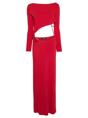 Gcds Asymmetric Ribbed Maxi Dress - Red
