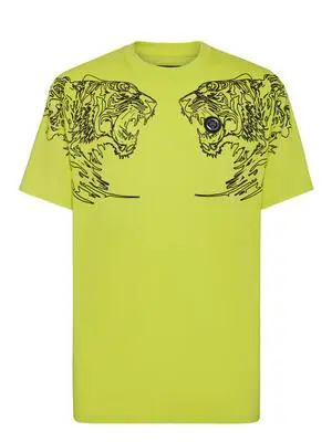 PLEIN SPORT Ss Tiger Cotton T-shirt - Yellow